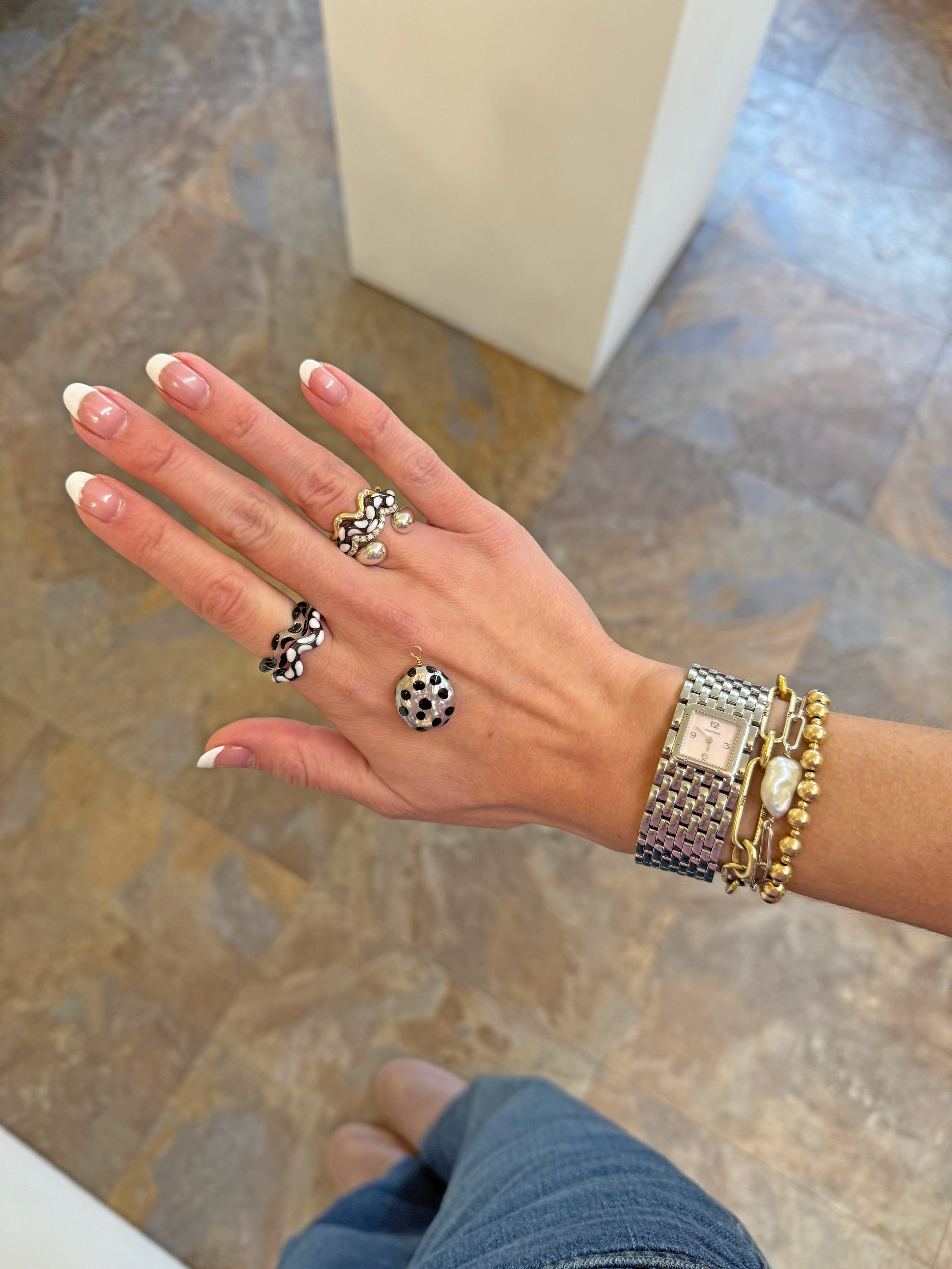 Single Wave Pave Silver and Diamond Ring – Lot28